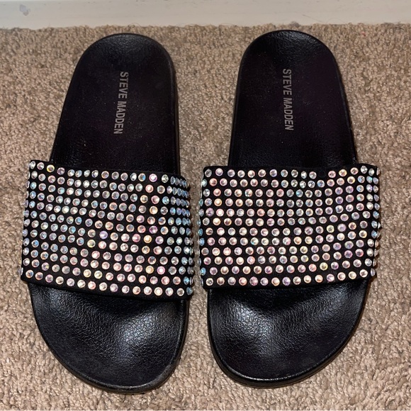 Steve Madden | Shoes | Steve Madden Crystal Rhinestone Slides Sandals ...